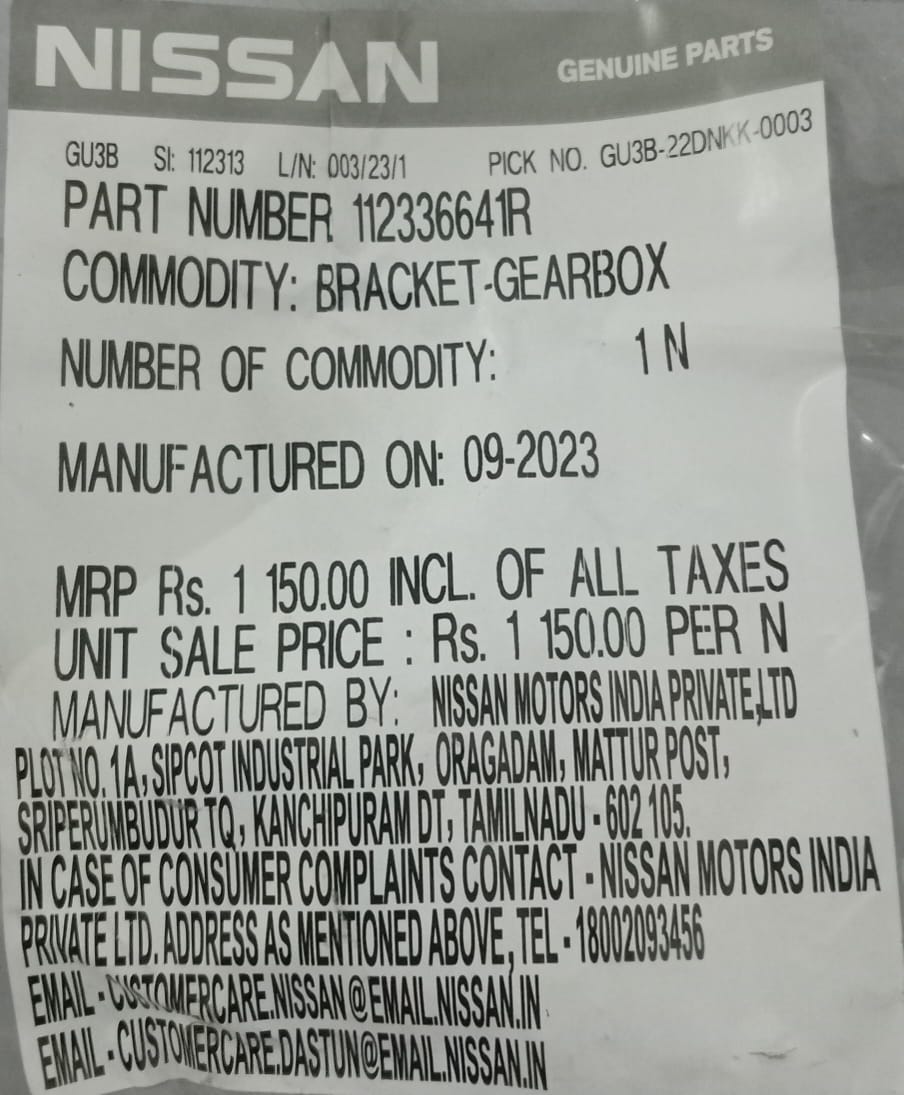 RENAULT DUSTER 1ST GEN, DUSTER 1ST GEN F/L, LODGY 112336641R BRACKET-G ...