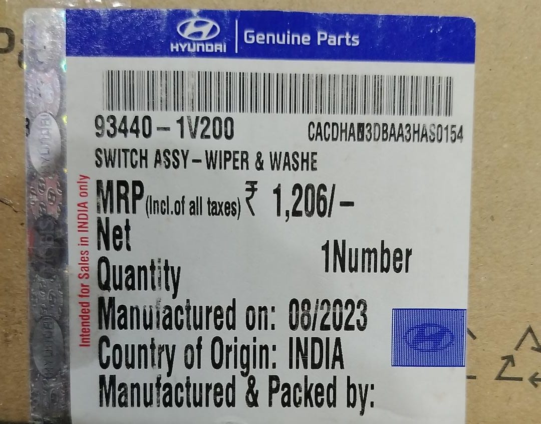 WIPER SWITCH VERNA FLUIDIC 934401V200 – CarTrends