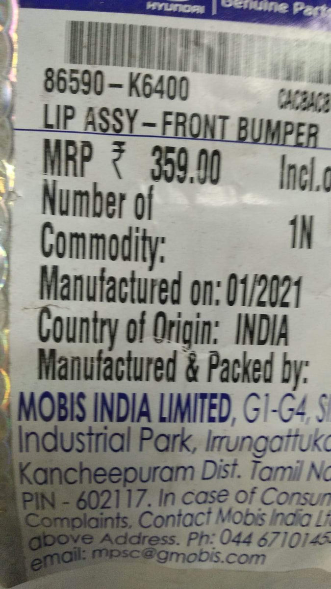 86590K6400 Front Bumper Lip Aura – CarTrends